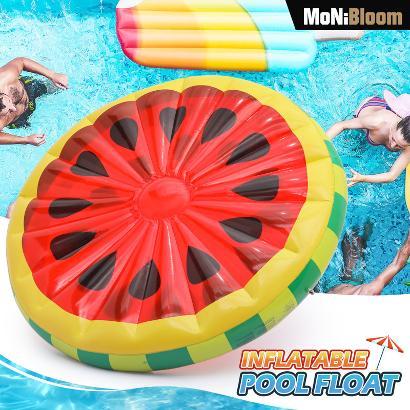 MoNiBloom Swimming Pool Inflatable Round Float Watermelon Shape Rafts Pool Lounger | Wayfair